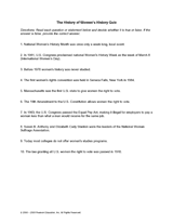 Suffrage and Women's Rights Assessment